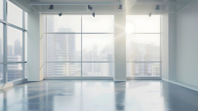 Generative AI Spacious Empty Office Space with Urban View and ...