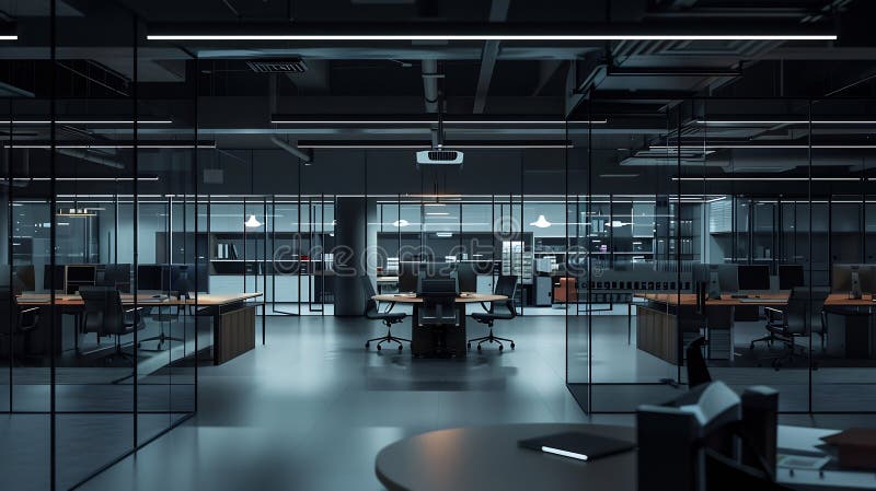 Generative AI Spacious Modern Office Layout Illuminated by Bright ...