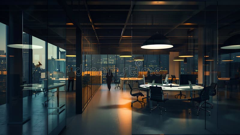 Generative AI Spacious Modern Office Layout Illuminated by Bright ...