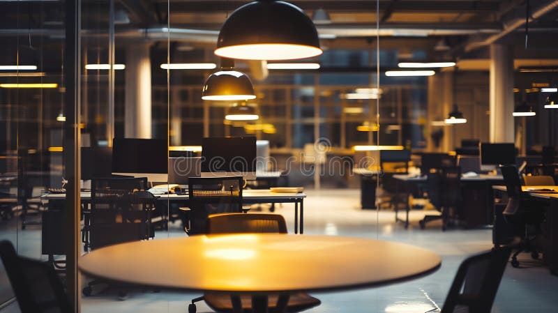Generative AI Spacious Modern Office Layout Illuminated by Bright ...