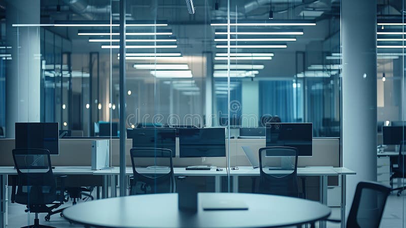 Generative AI Spacious Modern Office Layout Illuminated by Bright ...