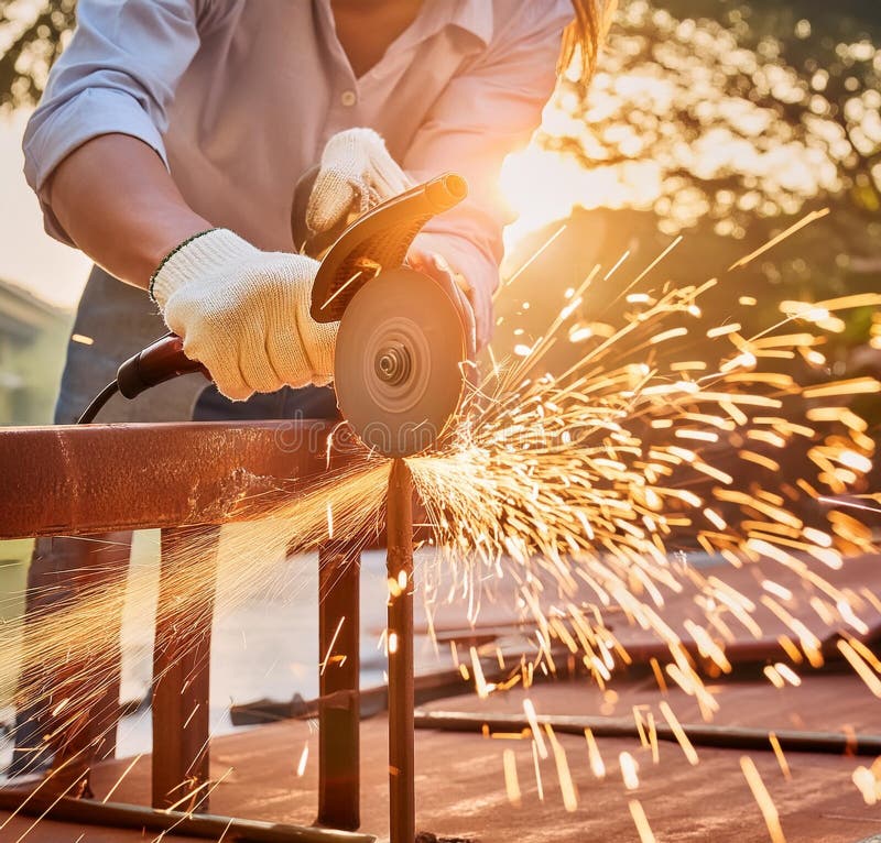 Sparkling Work Cutting Steel Stock Illustration - Illustration of ...