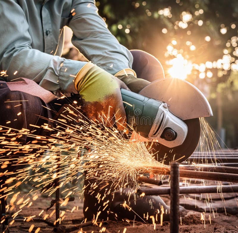 Sparkling Work Cutting Steel Stock Illustration - Illustration of wood ...