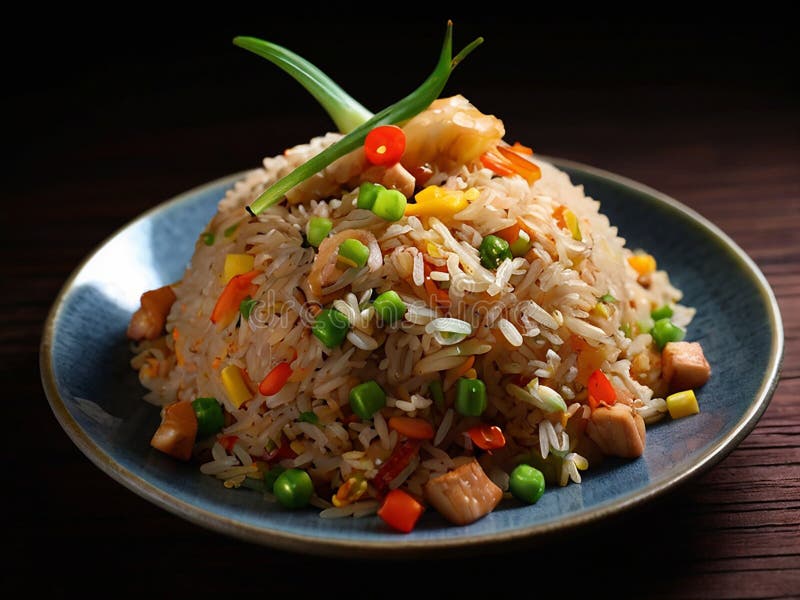 Special Fried Rice Dish in a Plate Stock Illustration - Illustration of ...