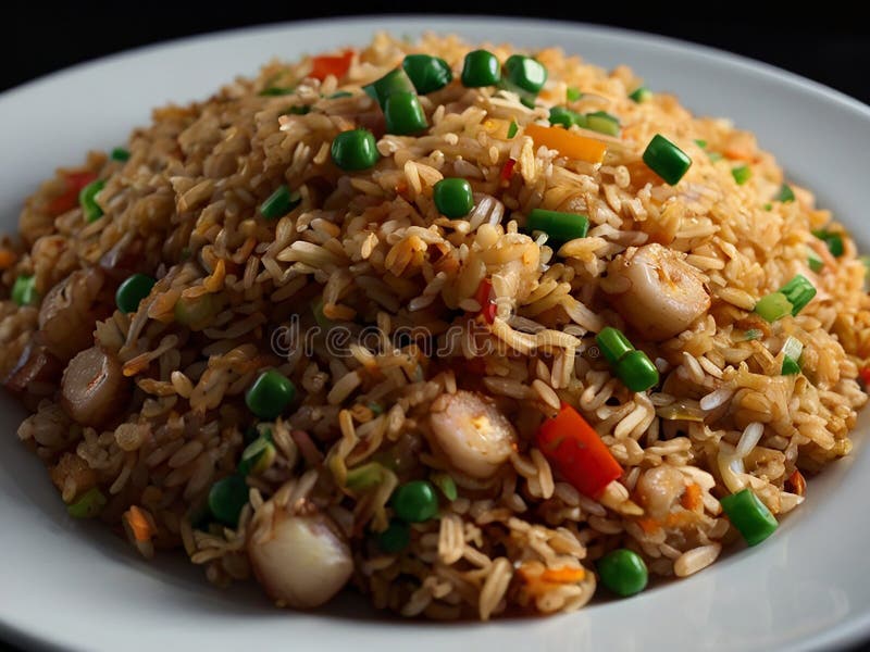 Special Fried Rice Dish in a Plate Stock Illustration - Illustration of ...