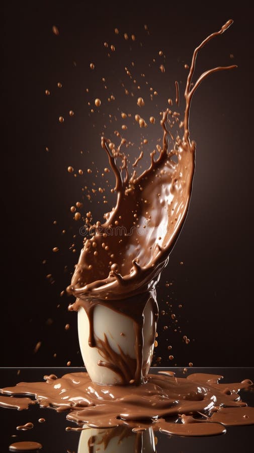 Ai Generative Chocolate Splash with Chocolate Ball Isolated on White ...