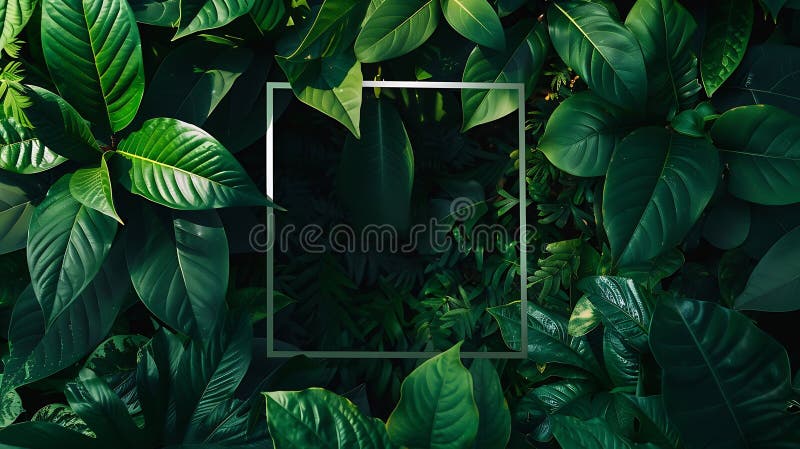Generative AI Square Frame with Leaves and Square Frame Background ...