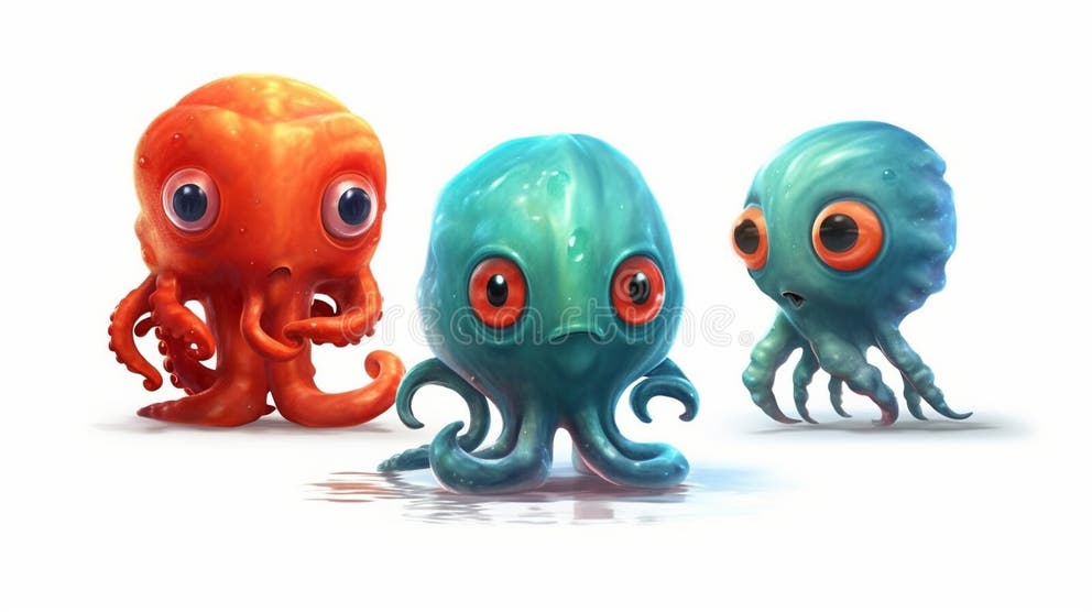 Squids_1690601813961_4 stock illustration. Illustration of living ...