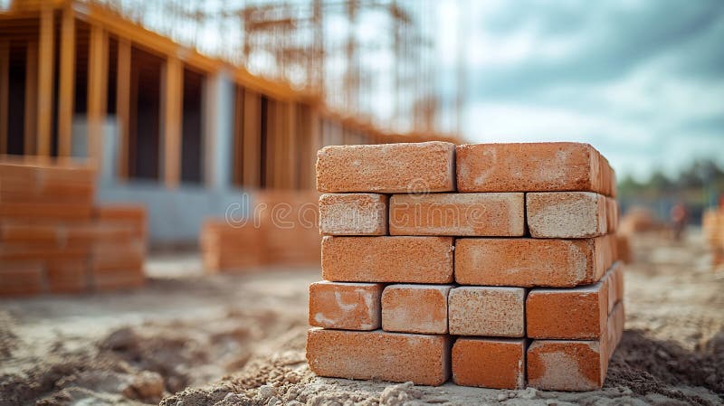 Generative AI Stack of Bricks at a House Under Construction Business ...