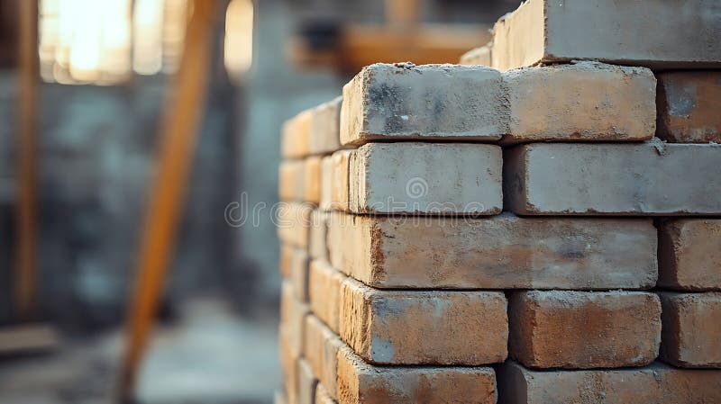 Generative AI Stack of Bricks at a House Under Construction Business ...