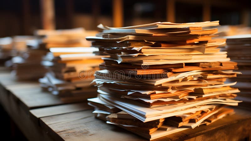 Generative AI Stack of Paper Files Business Concept. Stock Illustration ...