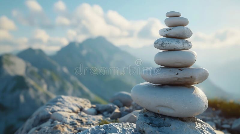Generative AI Stack of Stones on Top of the Mountain Pile of Rocks ...