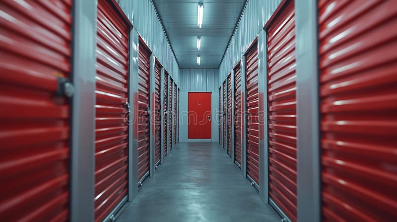 Storage Building with Red Doors Stock Image - Image of estate, delivery ...