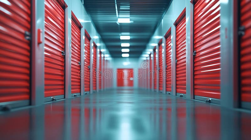 Storage Building with Red Doors Stock Image - Image of estate, delivery ...