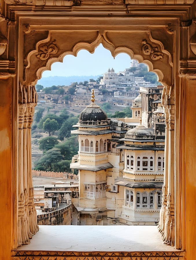Generative AI Stunning Architectural View of Indian Palace through an ...