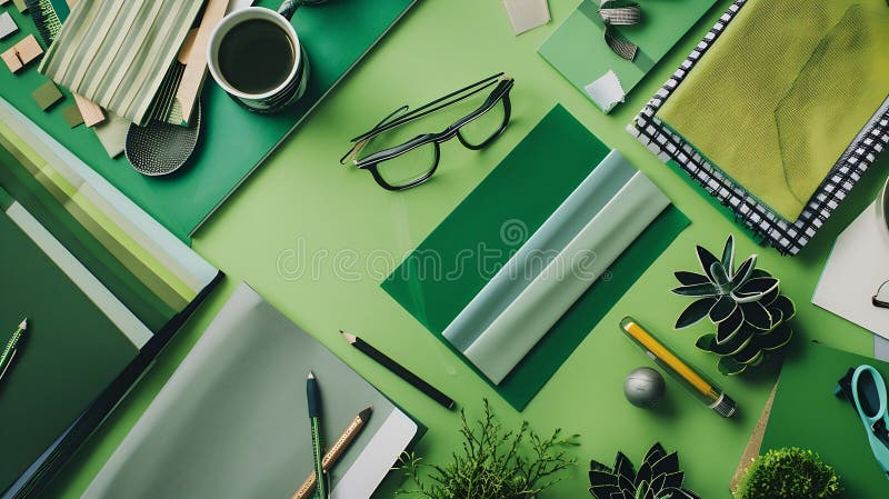 Generative AI Stylish Flat Lay Composition of Creative Architect ...