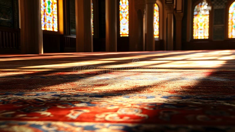 Generative AI Sunlit Patterned Carpet in Atmospheric Interior with ...