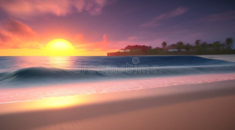 Generative AI Silhouette Sun Set Down Illustration Stock Illustration ...