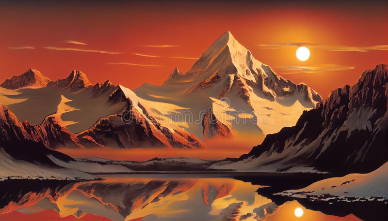 Generative AI, Sunset Spectrum: a Mountain Range Transitioning into ...