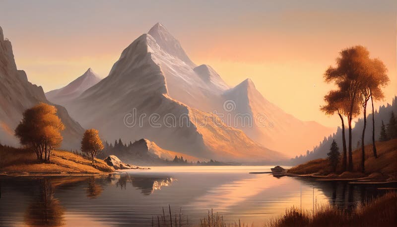 Generative AI, Sunset Spectrum: a Mountain Range Transitioning into ...