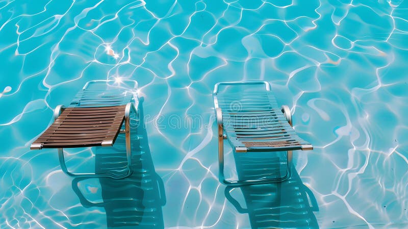 Generative AI Swimming Chairs Near the Swimming Pool Bench on Pool ...