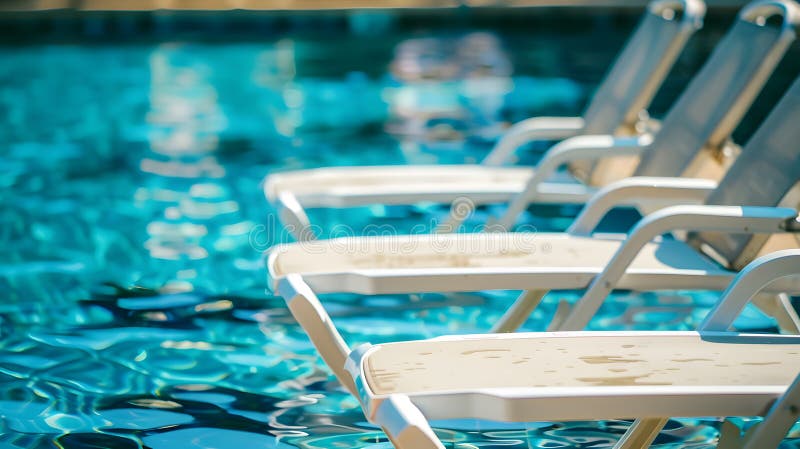 Generative AI Swimming Chairs Near the Swimming Pool Bench on Pool ...