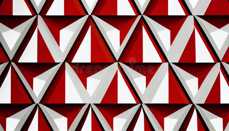 Generative AI, Symmetrical Geometric Pattern in Red and White Stock ...