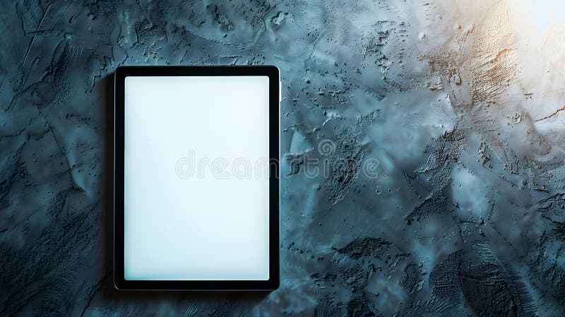 Generative AI Tablet with Blank Screen Flat Lay with Copy Space ...