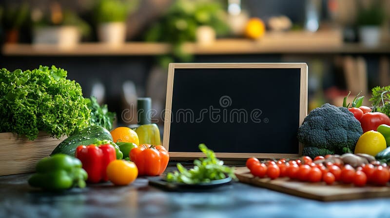 Generative AI Tablet Computer with Empty Screen on Table with Green ...