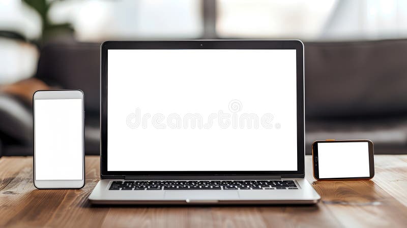 Generative AI Tablet Pc and Laptop Computer Isolated White Screen with ...