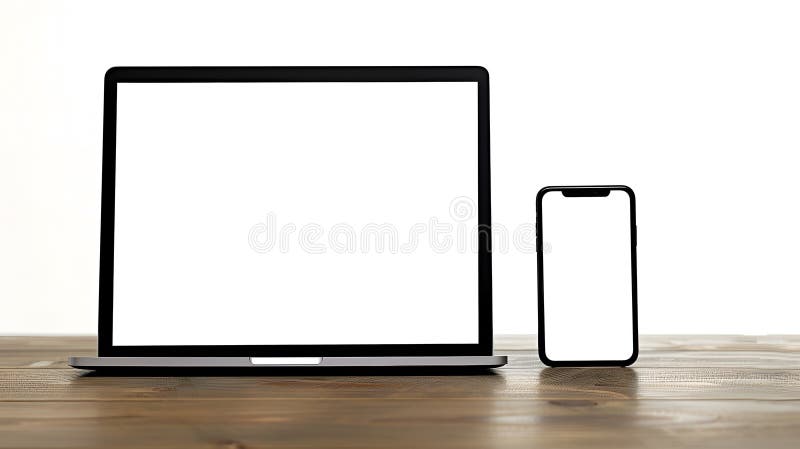 Generative AI Tablet Pc and Laptop Computer Isolated White Screen with ...