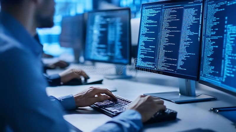 Generative AI Team of Programmers Working on Advanced Coding Tasks with Multiple Monitors in an ...