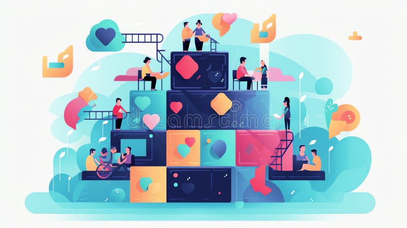 Generative AI Team- stock illustration. Illustration of coworking ...
