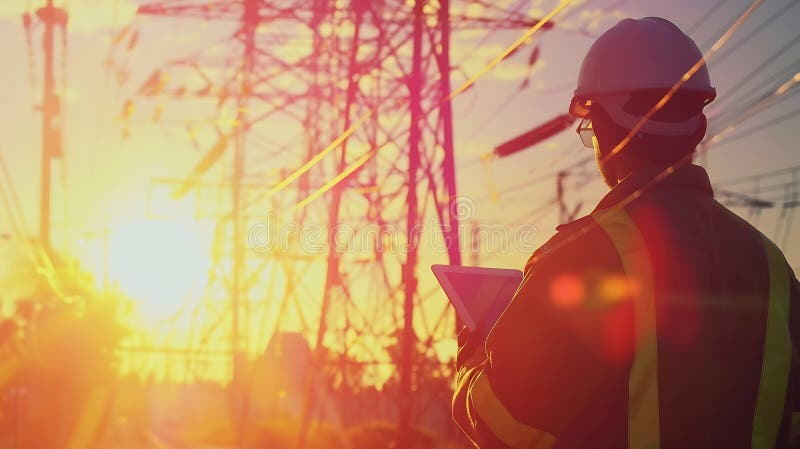 Generative AI Technology Concept with High Voltage Power Lines ...