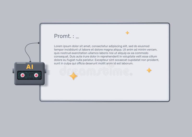 Generative AI Template, UI Illustration Mockup. AI Robot Connected To ...