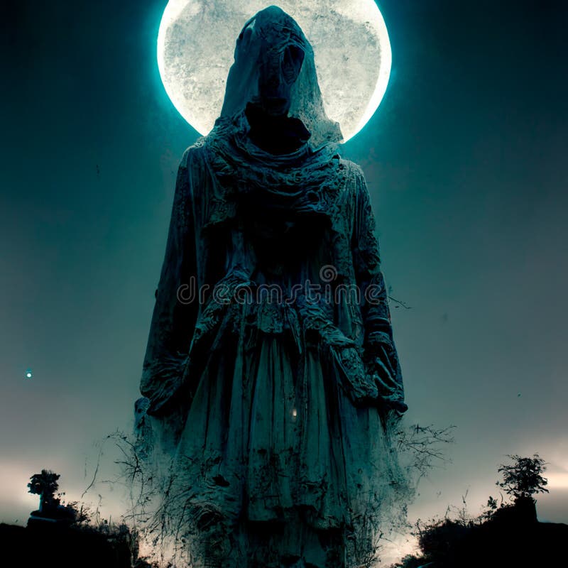 GENERATIVE AI, GENERATIVE, AI, Terrifying Ghost in Moonlight Stock ...