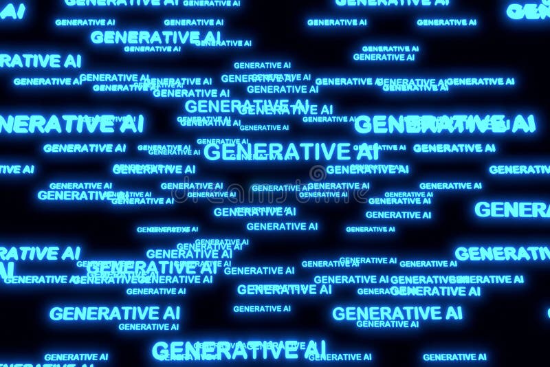 Generative AI Text Inside Rotating Clouds of Neon Holographic Words ...