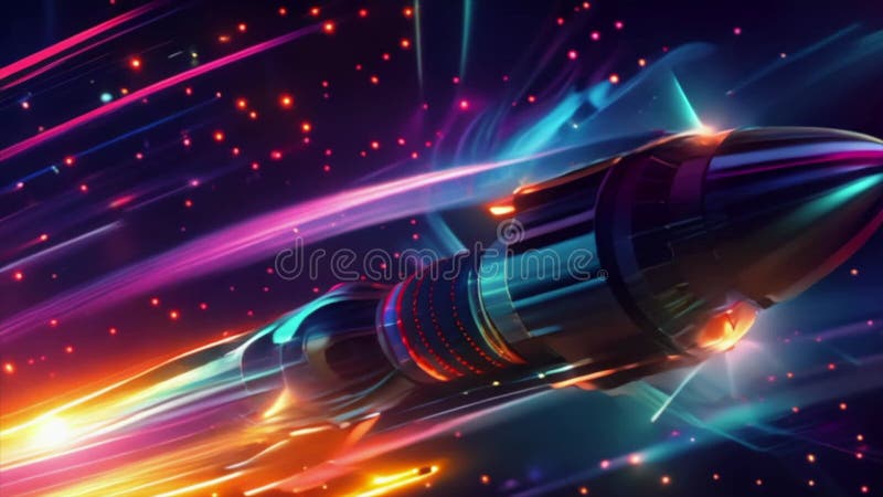 Generative Ai on Theme of Beautiful Space Rocket in the Sky, Bright ...