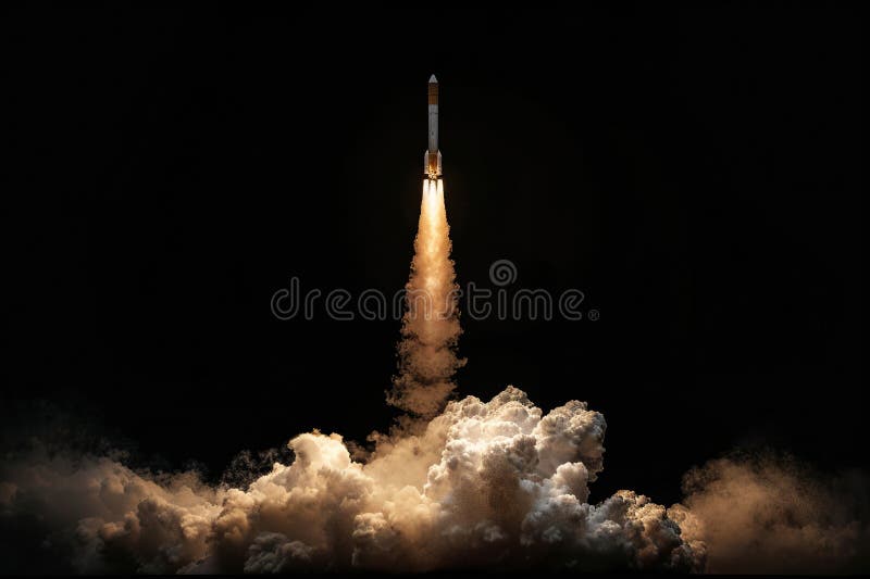 Generative Ai on Theme of Beautiful Space Rocket in Sky, Bright ...