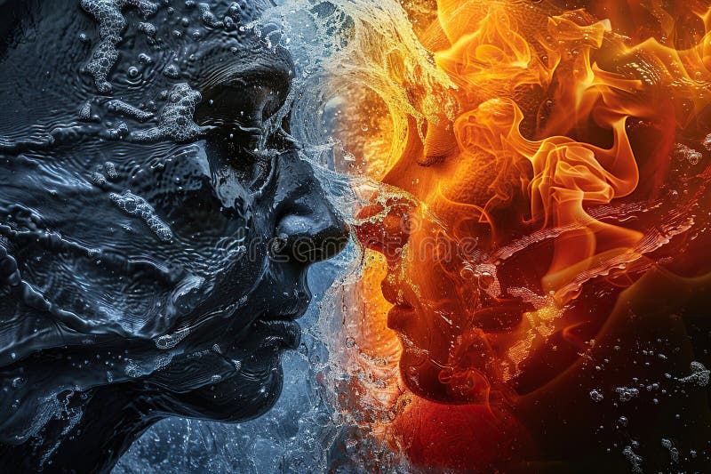 Generative Ai on Theme of Beautiful Texture Water and Fire for Design ...