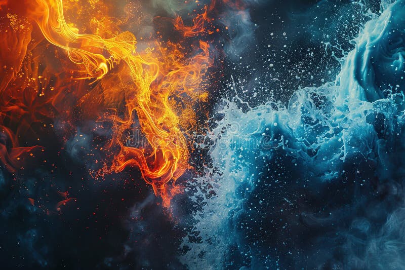 Generative Ai on Theme of Beautiful Texture Water and Fire for Design ...