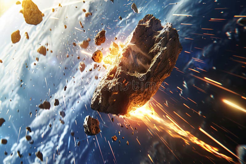 Generative Ai on Theme of Big Meteorite Falling To Ground Against ...