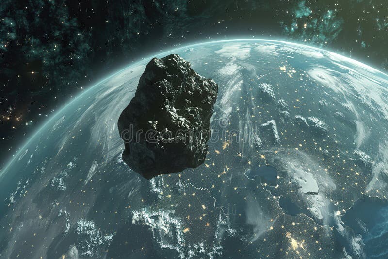 Generative Ai on Theme of Big Meteorite Falling To Ground Against ...