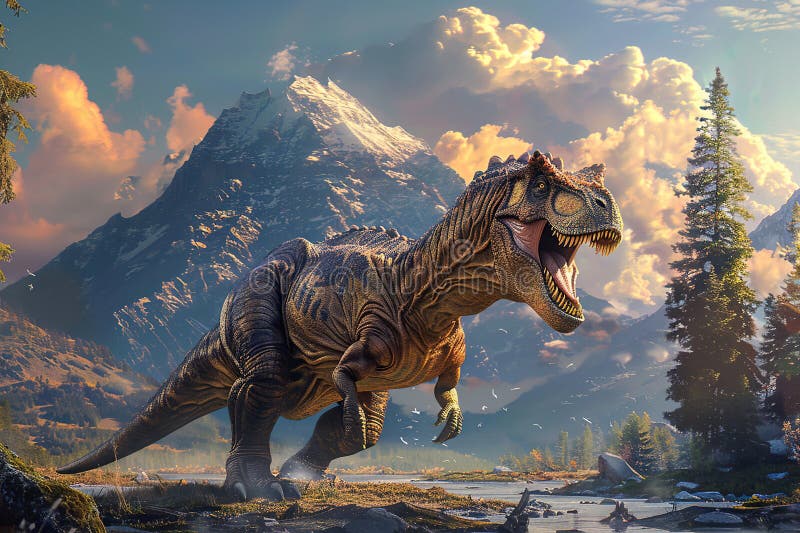 Generative Ai on Theme of Big Scary Hungry Dinosaur with Kind Eyes and ...