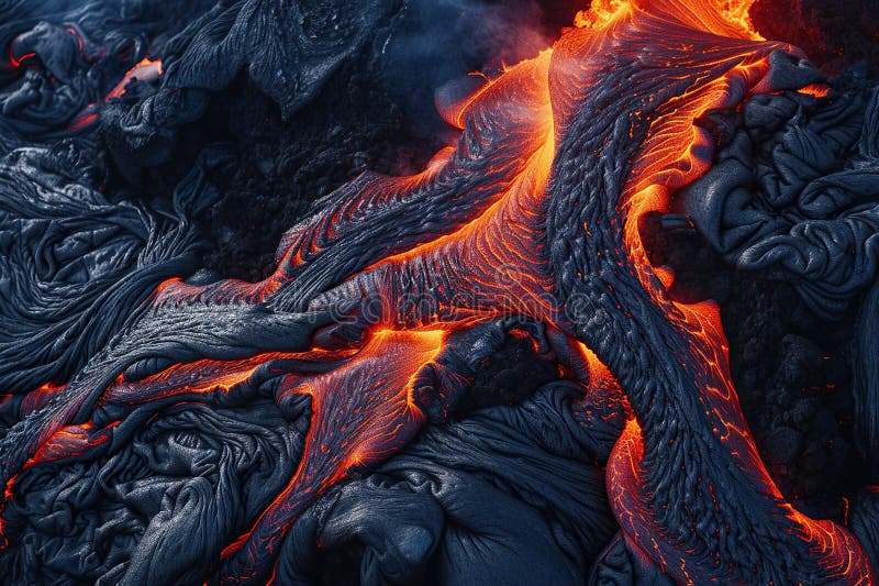 Generative Ai on Theme of Erupting Volcano with Cascading Hot Lava ...
