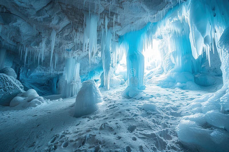 Generative Ai on Theme of a Large Beautiful Sharp Stalactites Hanging ...