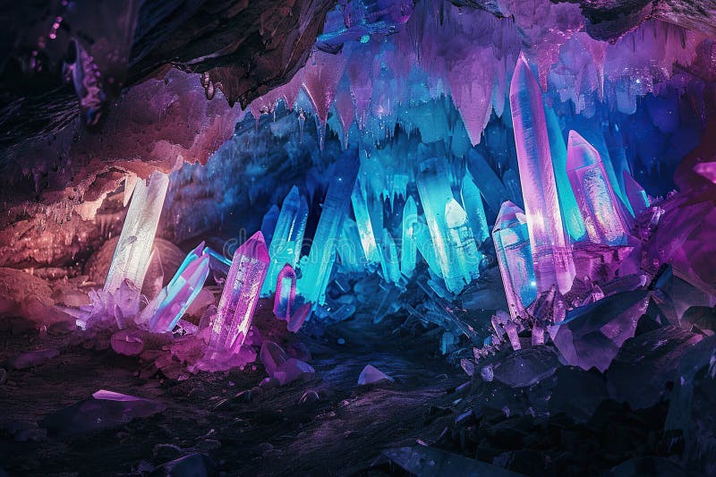 Generative Ai on Theme of a Large Beautiful Sharp Stalactites Hanging ...