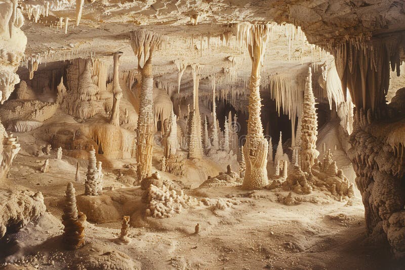 Generative Ai on Theme of a Large Beautiful Sharp Stalactites Hanging ...