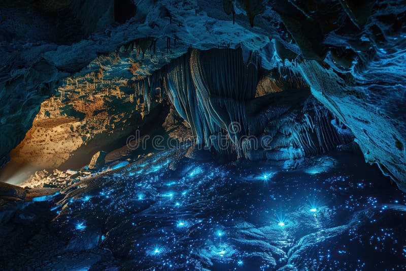 Generative Ai on Theme of a Large Beautiful Sharp Stalactites Hanging ...