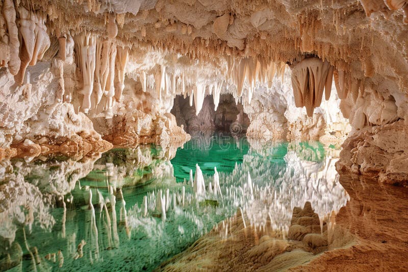 Generative Ai on Theme of a Large Beautiful Sharp Stalactites Hanging ...
